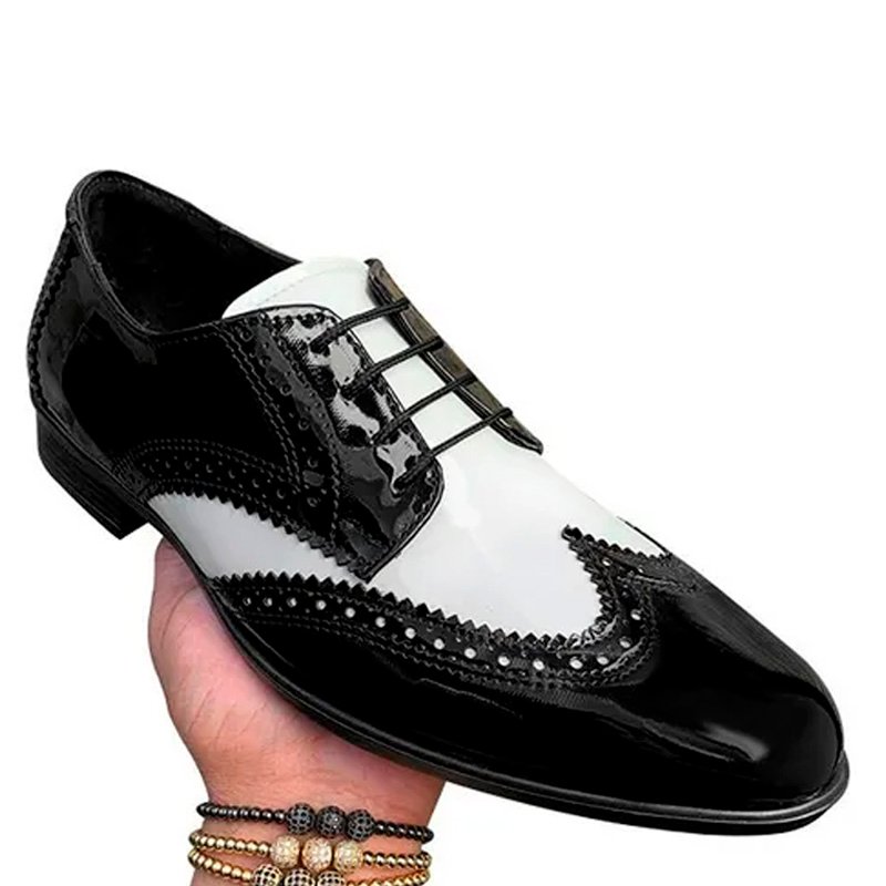 Zapato zanthy shoes de charol negro blanco modelo 137 calzado para ...